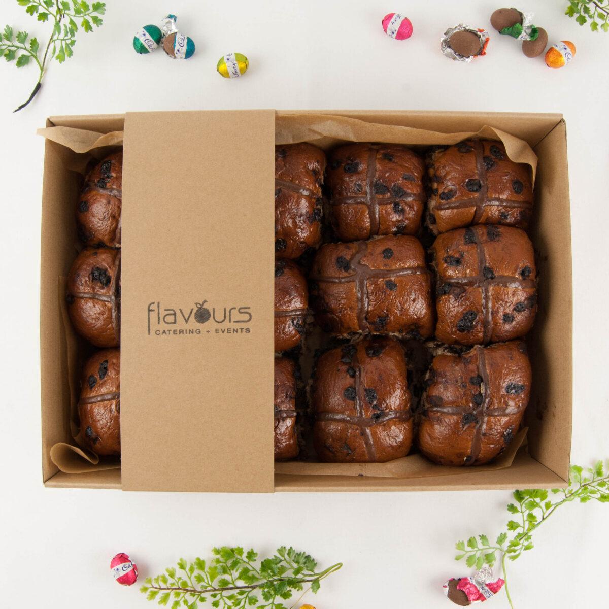 Hot Cross Bun Dozen Boxes - Flavours Catering + Events