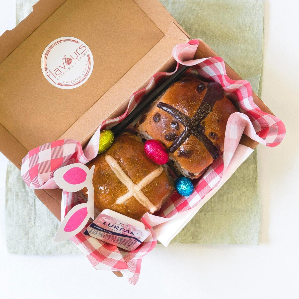 Hot Cross Bun Dozen Boxes - Flavours Catering + Events