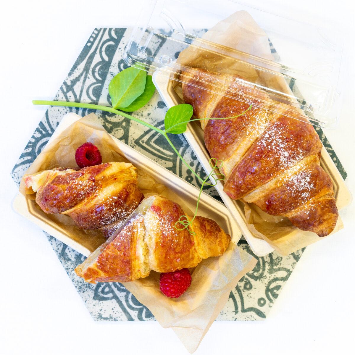 Raspberry filled vegan croissants - Flavours Catering + Events