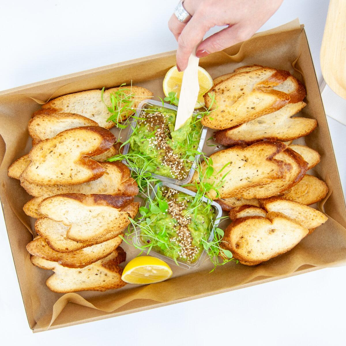 Smashed avocado toast box - Flavours Catering + Events