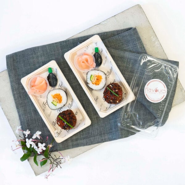 Canape pack 1 - Tofu sushi, pickled ginger, soy + Gochujang glazed ...