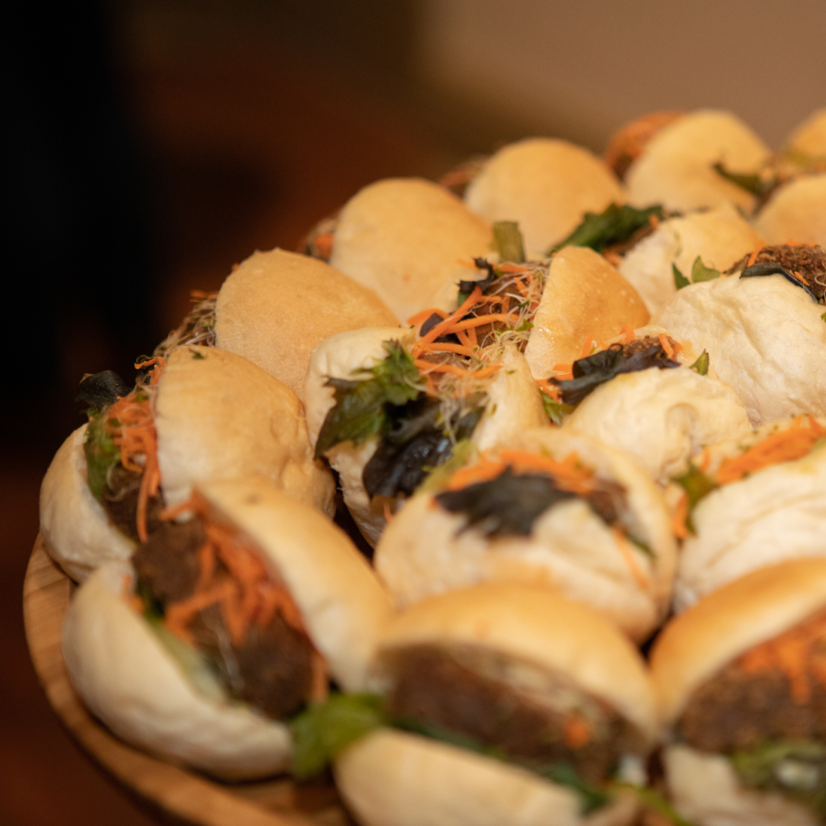 Mini slider - Mexican black bean & charred corn salsa, guacamole ...