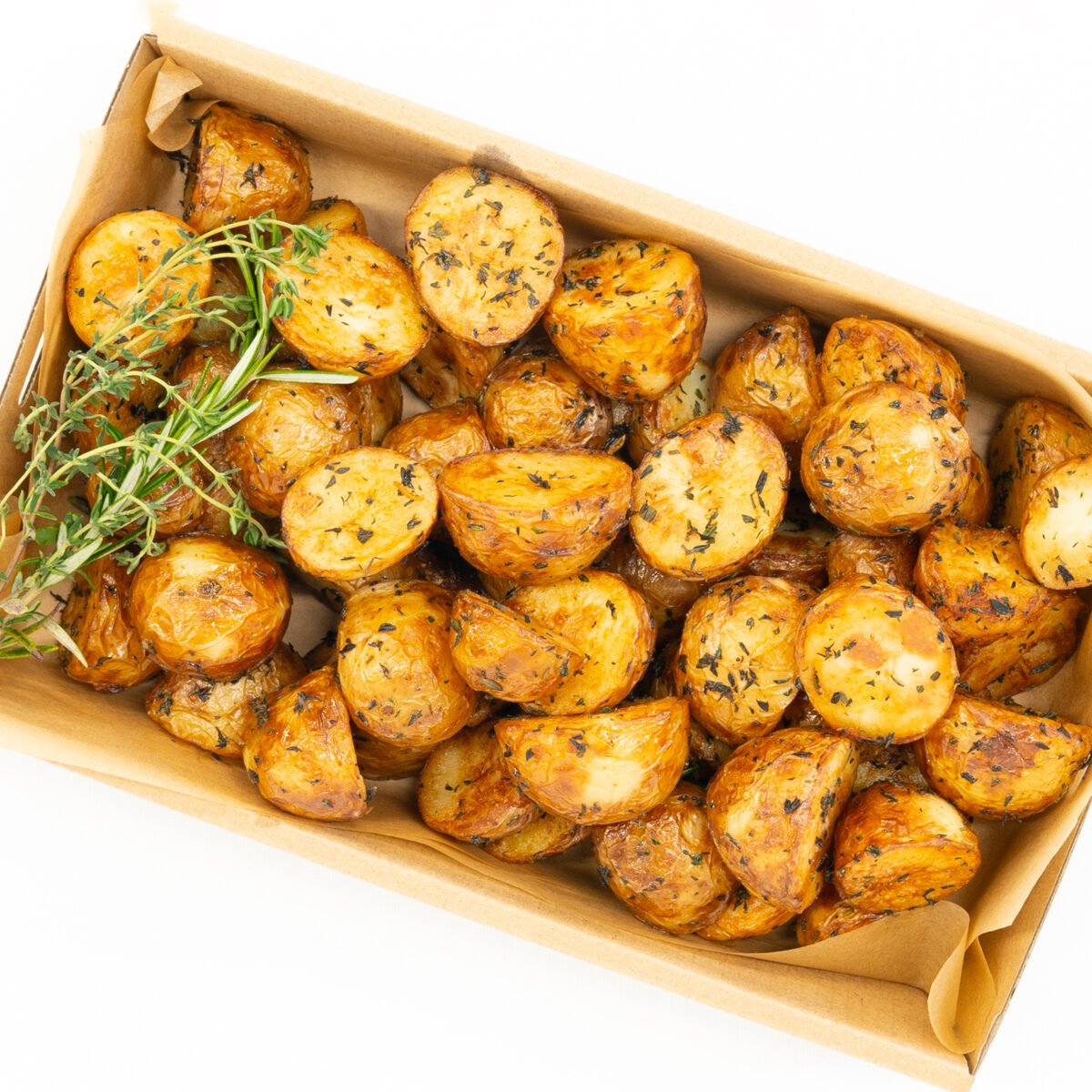 Roasted herb & garlic chat potatoes - Flavours Catering + Events