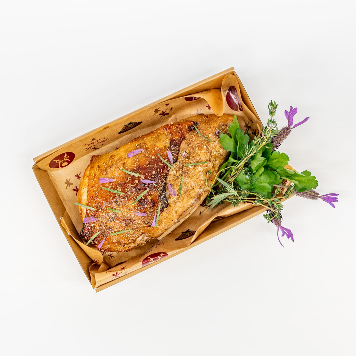 Oven roasted turkey breast, floral honey glaze, cranberry juniper sauce ...